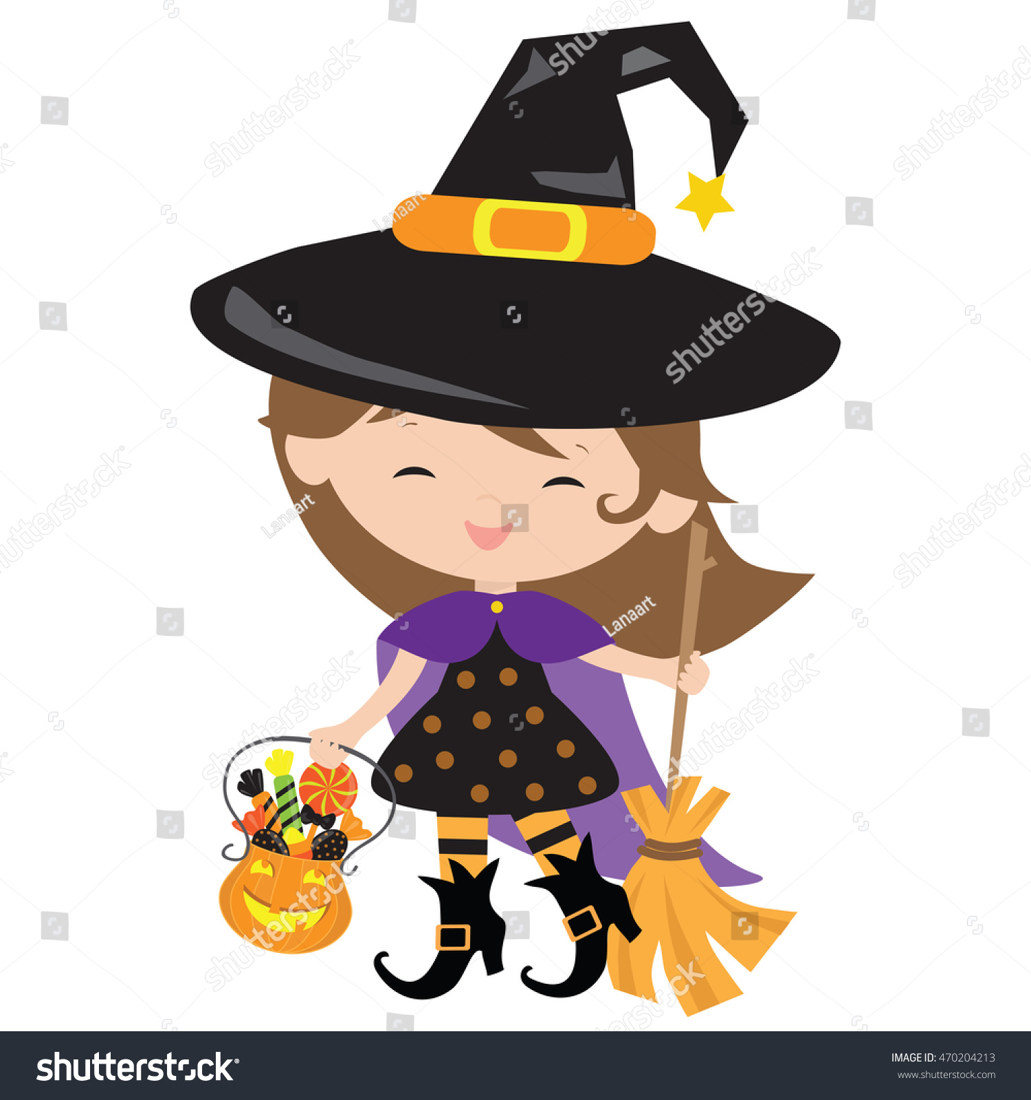 Cute Witch Vector Cartoon Illustration Stock Vector (Royalty Free ...