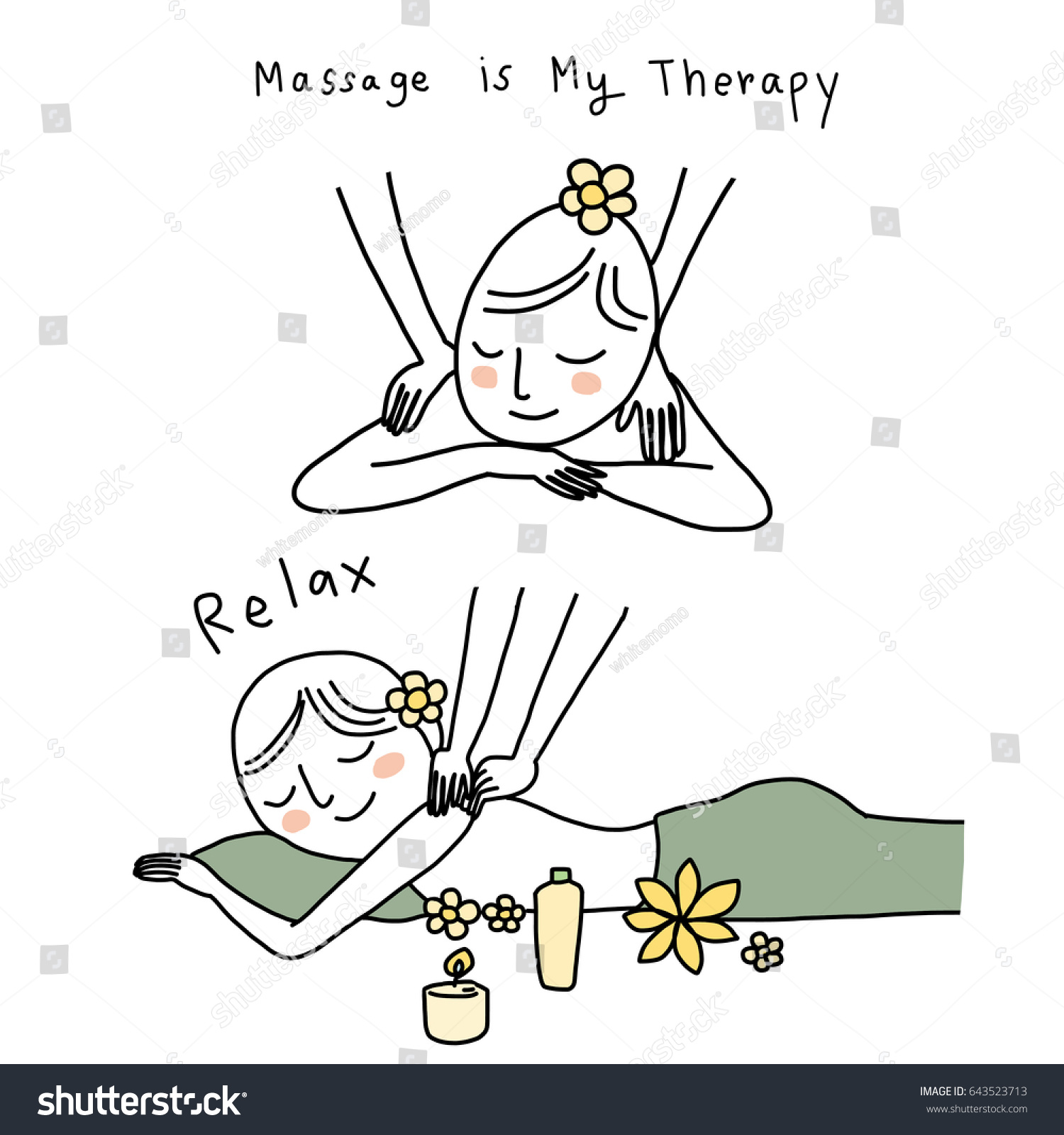 Cute Woman Closed Eyes Enjoying Neck Stock Vector Royalty Free 643523713