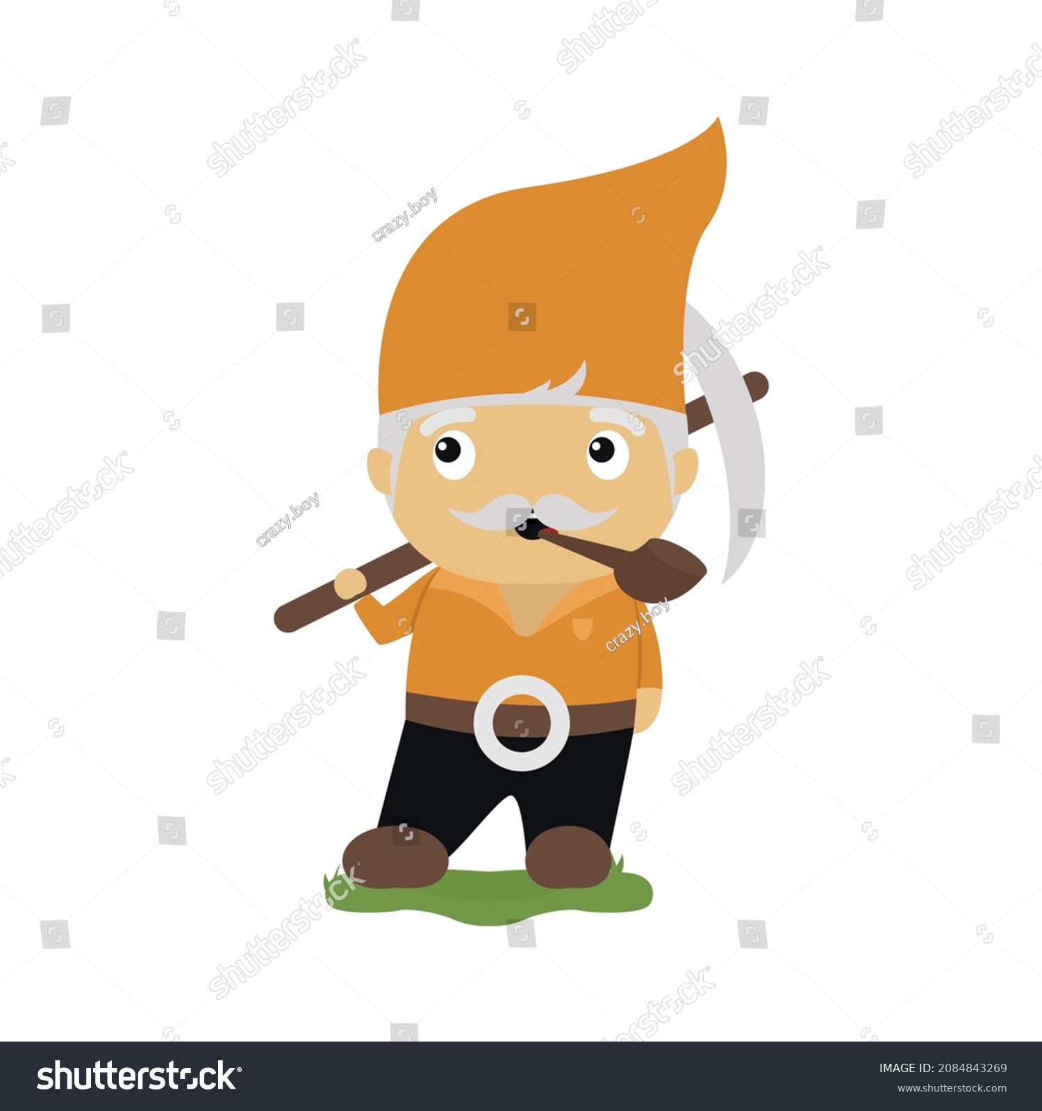 Cute Work Gnome Vector Illustration Stock Vector (Royalty Free) 2084843269