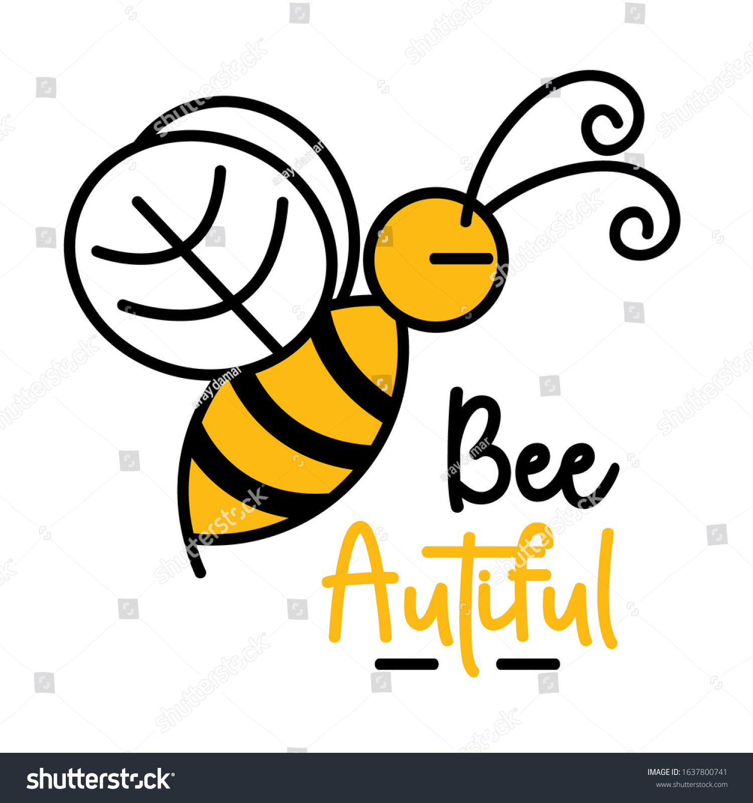 Cute Yellow Bee Logo Illustration Vector Stock Vector (Royalty Free ...