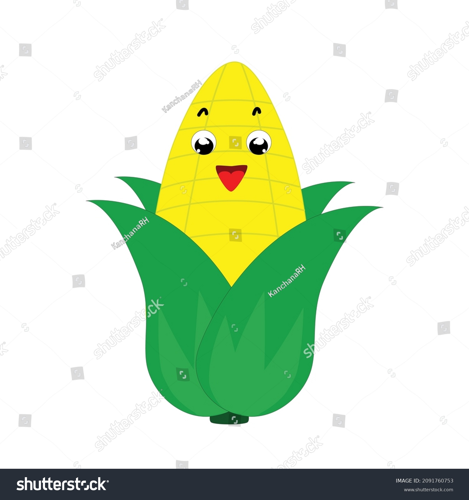 Cute Yellow Corn Vector Illustration Stock Vector (Royalty Free ...