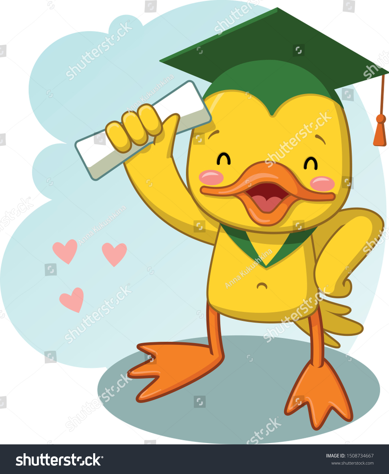 Cute Yellow Duck Student Vector Stock Vector (Royalty Free) 1508734667