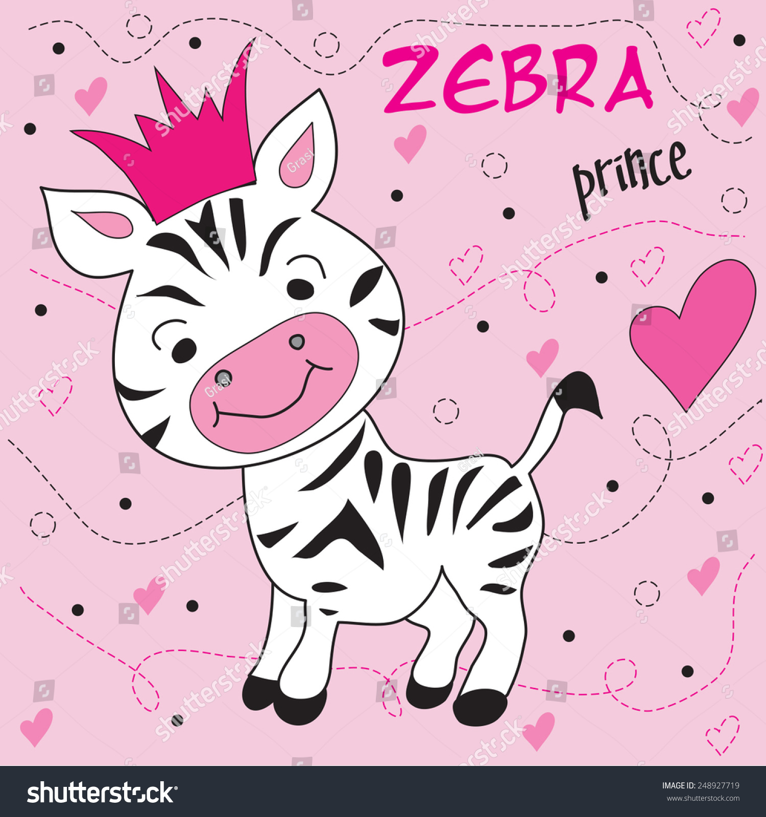 Cute Zebra Prince Vector Illustration Stock Vector (Royalty Free ...