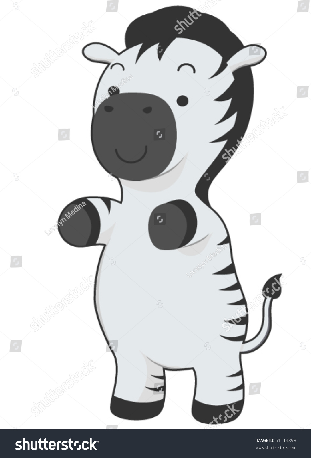 Cute Zebra Standing On Two Feet Stock Vector (Royalty Free) 51114898 ...