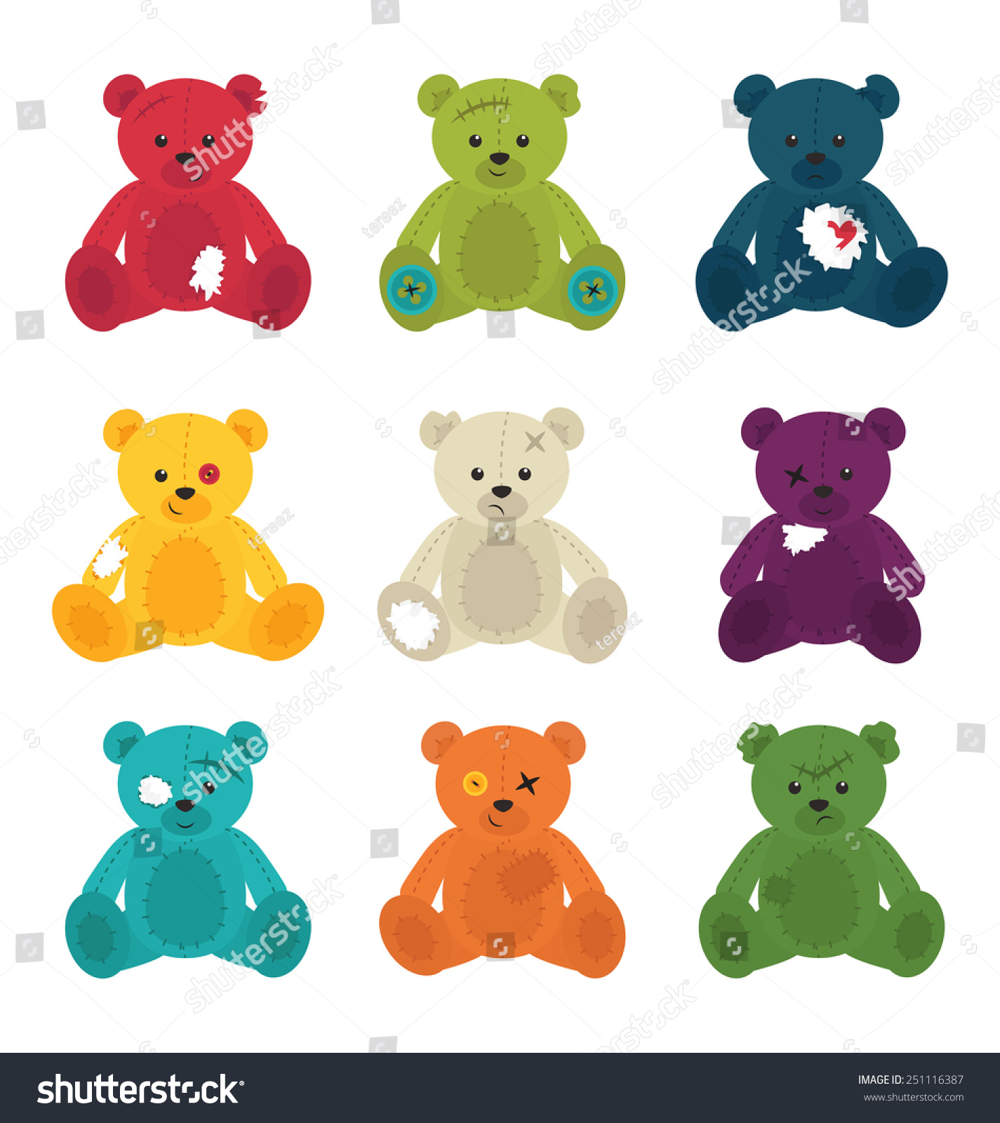 Cute Zombie Bears Isolated Vector Collection Stock Vector (Royalty Free ...