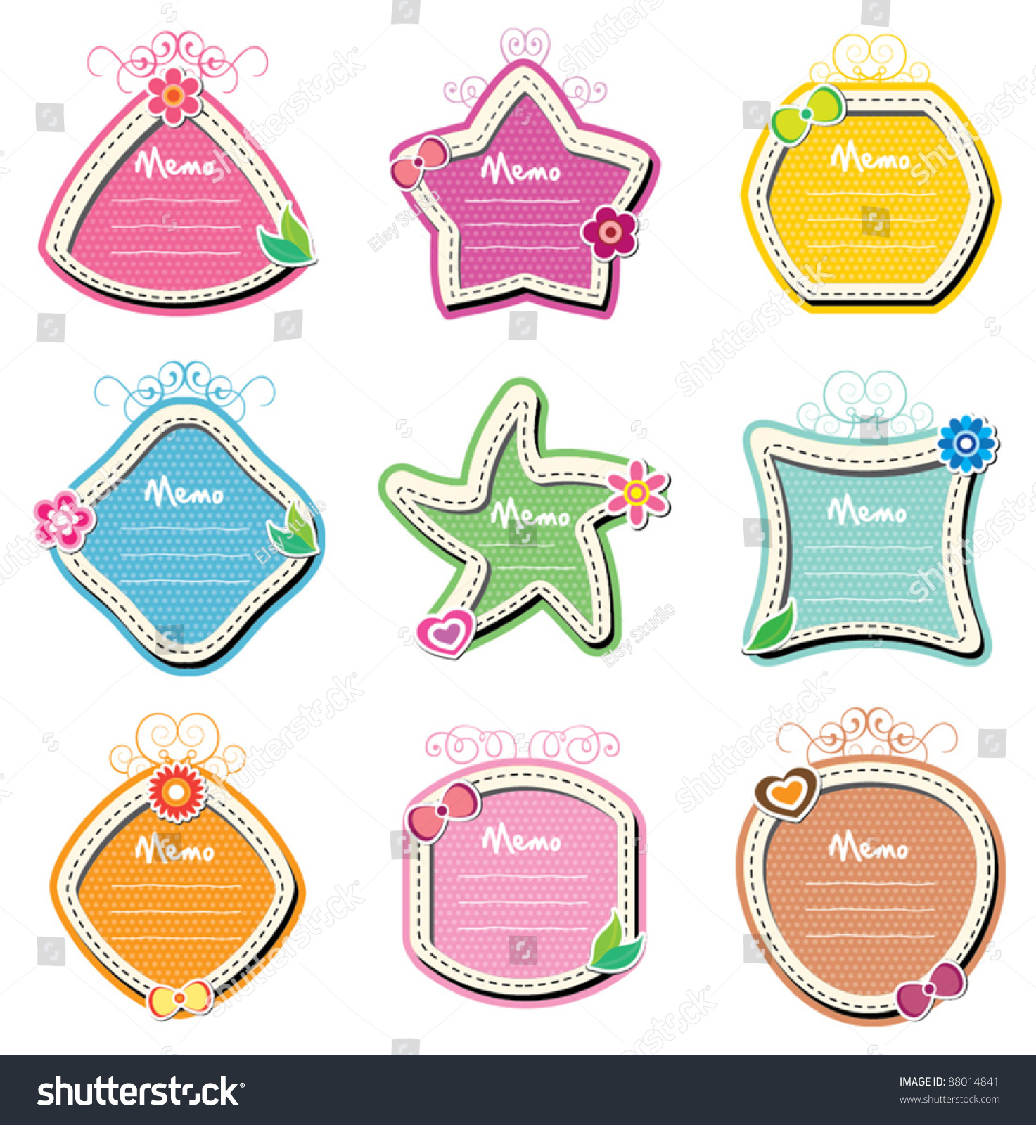 Cutesy Sticker Frame Stock Vector Illustration 88014841 : Shutterstock