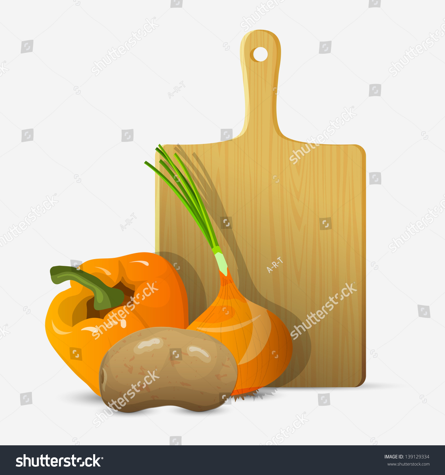 Cutting Board Vegetables Vector Illustration Stock Vector (Royalty Free ...