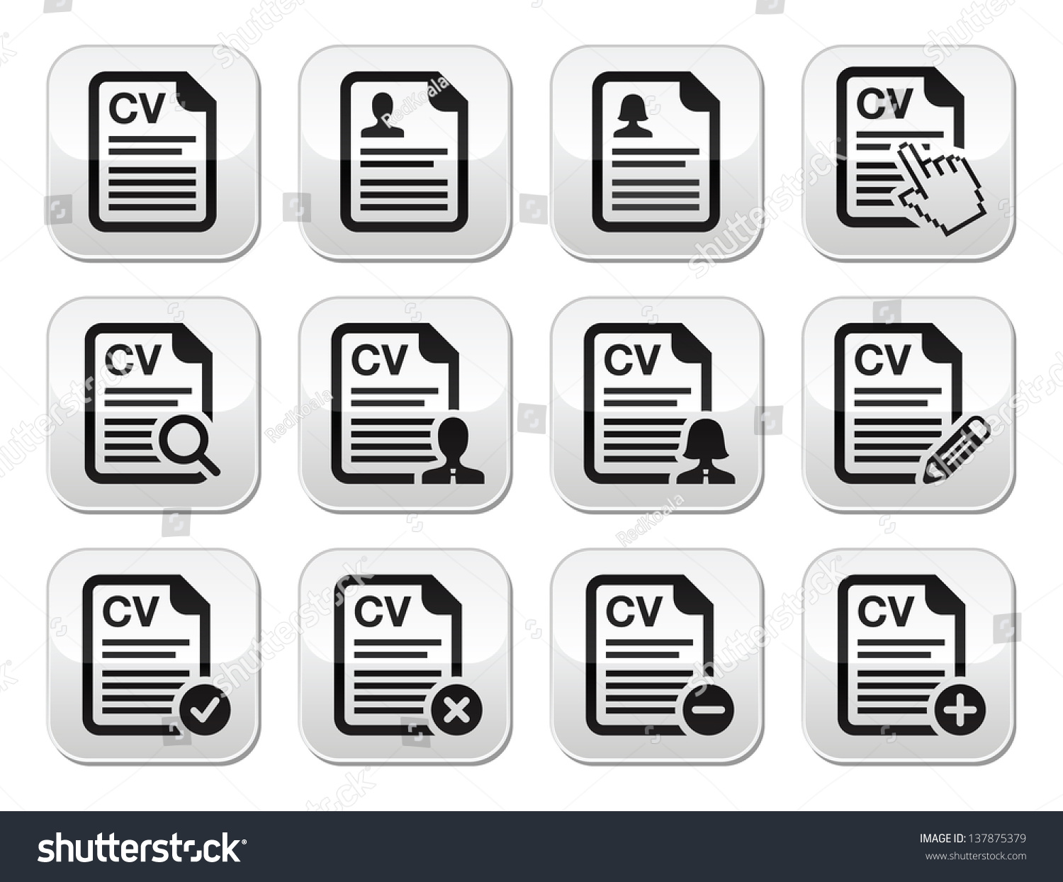 Cv Curriculum Vitae Resume Vector Buttons Stock Vector (Royalty Free ...