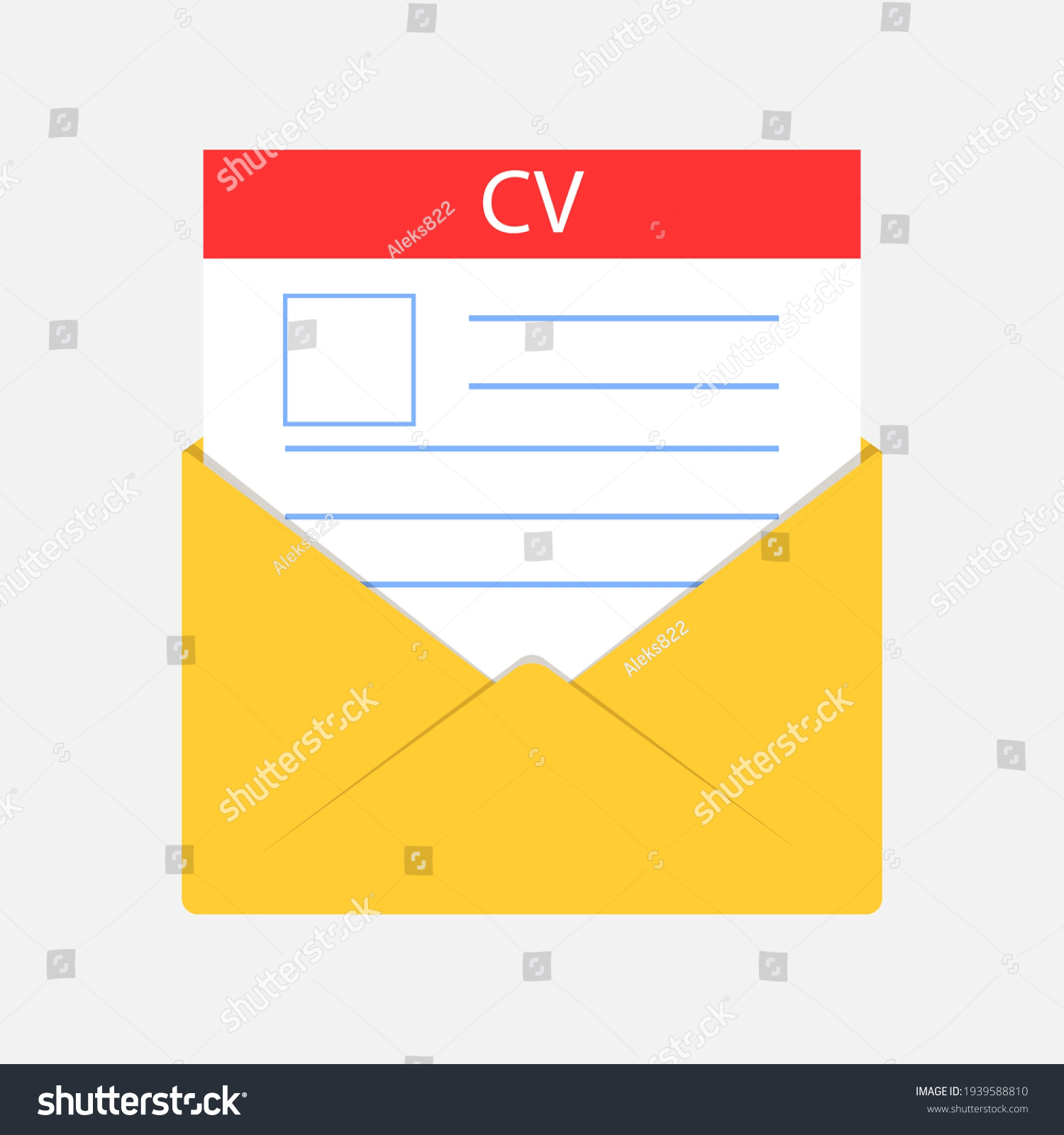 Cv Document Yellow Envelope Stock Vector (Royalty Free) 1939588810