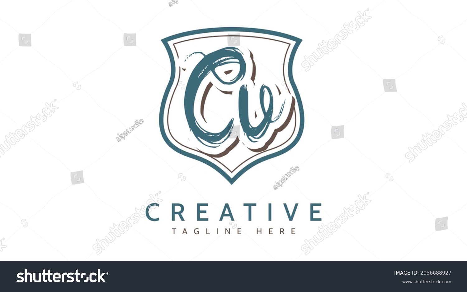 Cv Initials Handwriting Logo Vector Stock Vector (Royalty Free) 2056688927