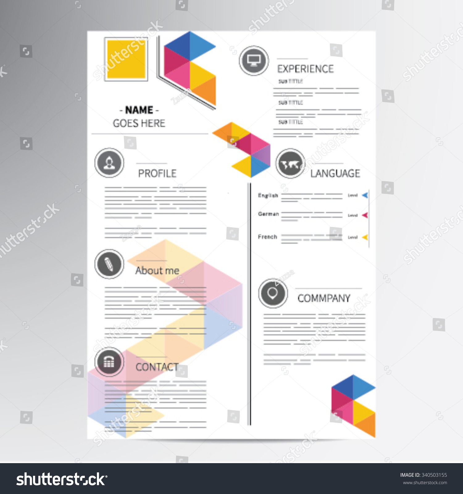 Cv Resume Template Vector Graphic Layout Stock Vector (Royalty Free ...