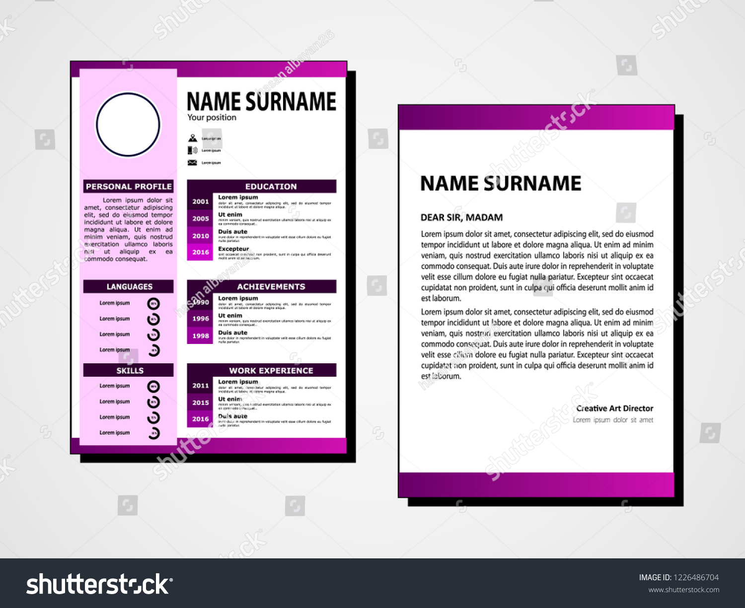 Cv Simple Template Stock Vector (Royalty Free) 1226486704 | Shutterstock