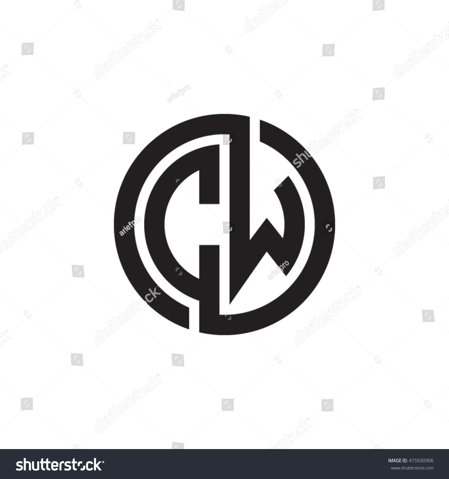 Cw Initial Letters Linked Circle Monogram Stock Vector (Royalty Free ...