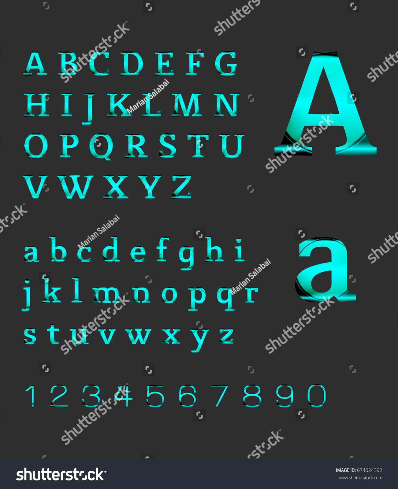 Cyan Alphabet Stock Vector (Royalty Free) 674024392