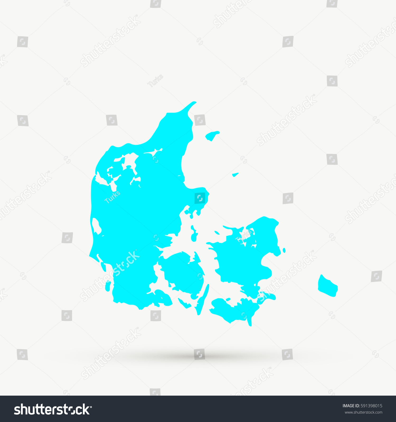 Cyan Denmark Map Illustration Stock Vector (Royalty Free) 591398015 ...