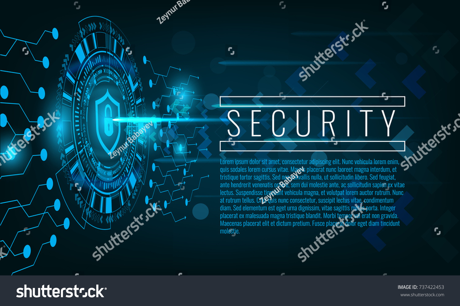 Cyber Attack Security Concept Techno Background Stock Vector (Royalty ...
