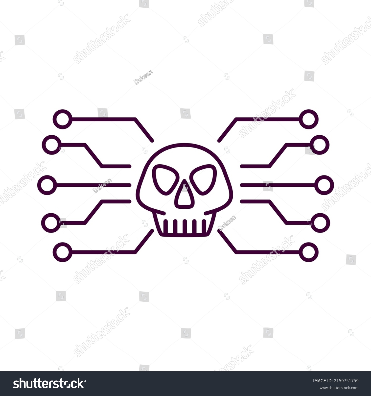 Cyber Attack Skull Ransomware Threat Signcomputer Stock Vector (Royalty ...