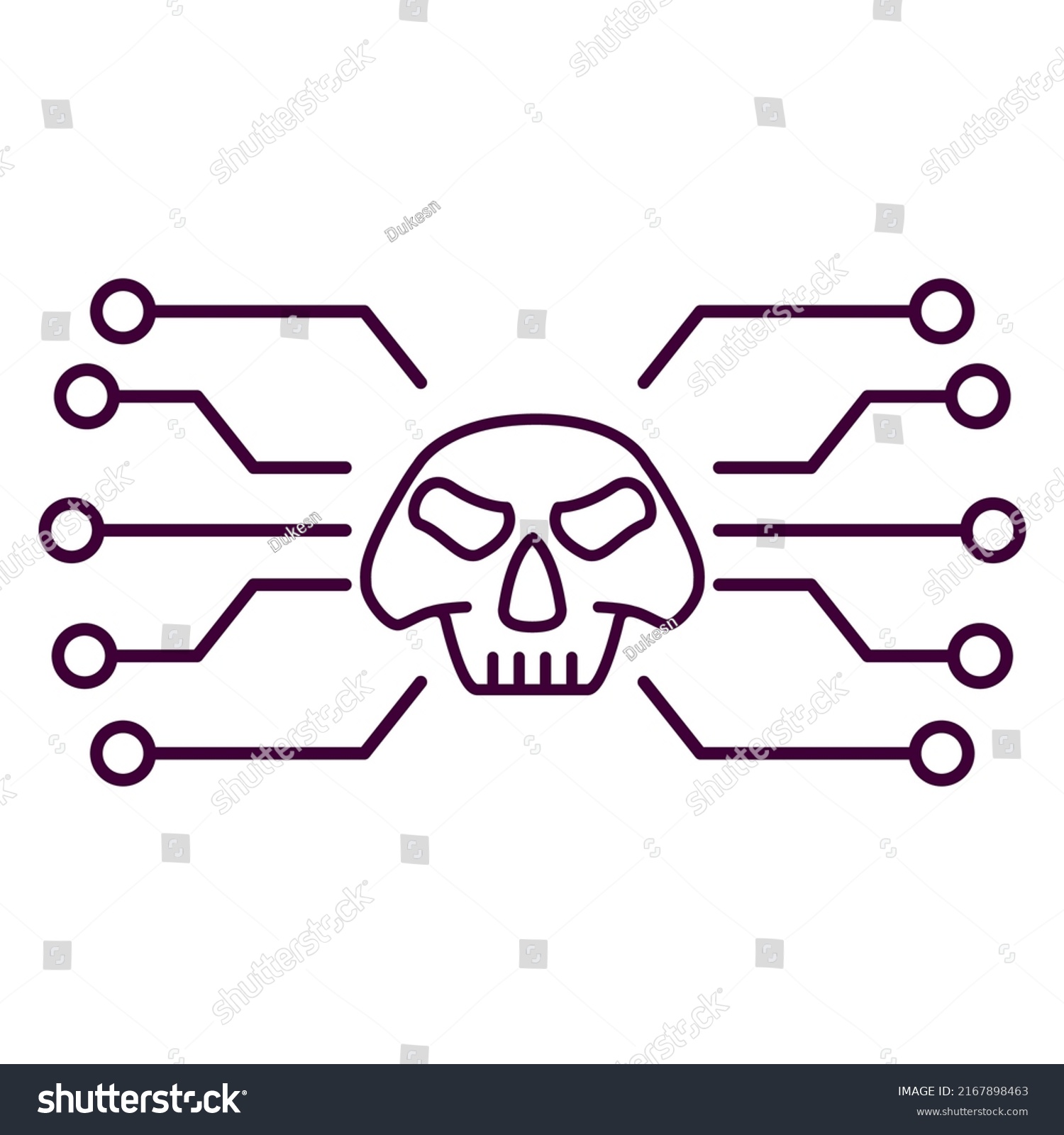Cyber Attack Skull Ransomware Threat Signcomputer Stock Vector (Royalty ...