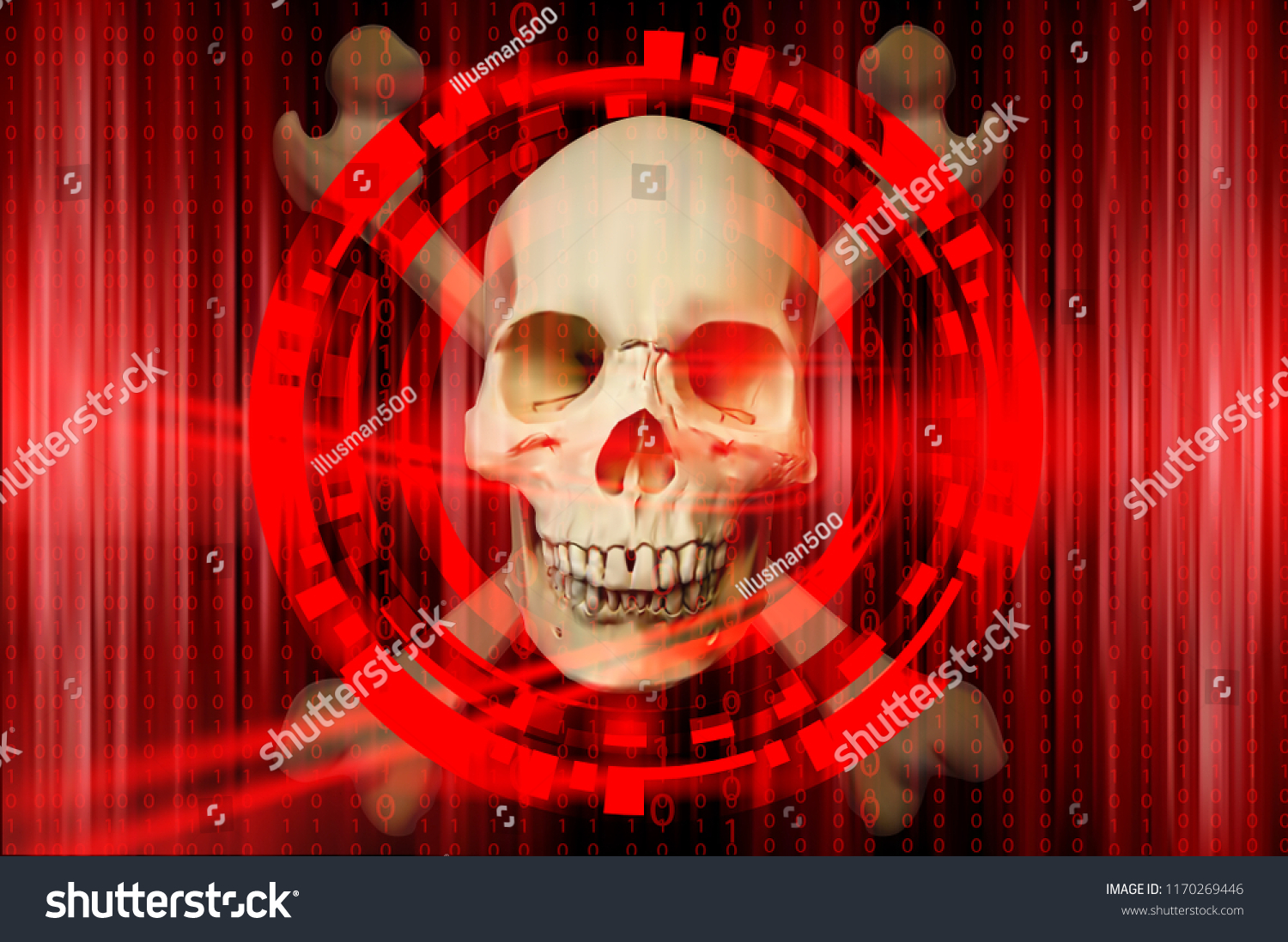 Cyber Hacker Attack Background Skull Crossbones Stock Vector (Royalty ...