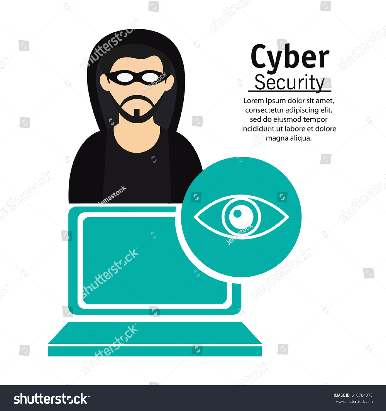 Cyber Secuirty Computer Technology Hacker Surveillance Stock Vector ...