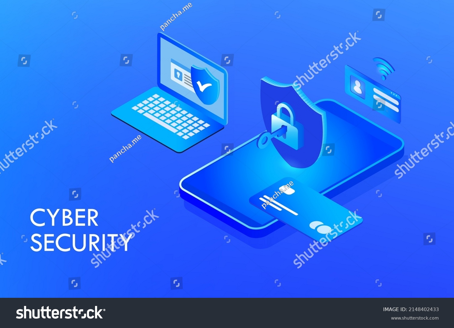 Cyber Security Data Protection Privacy Concept Stock Vector (Royalty ...