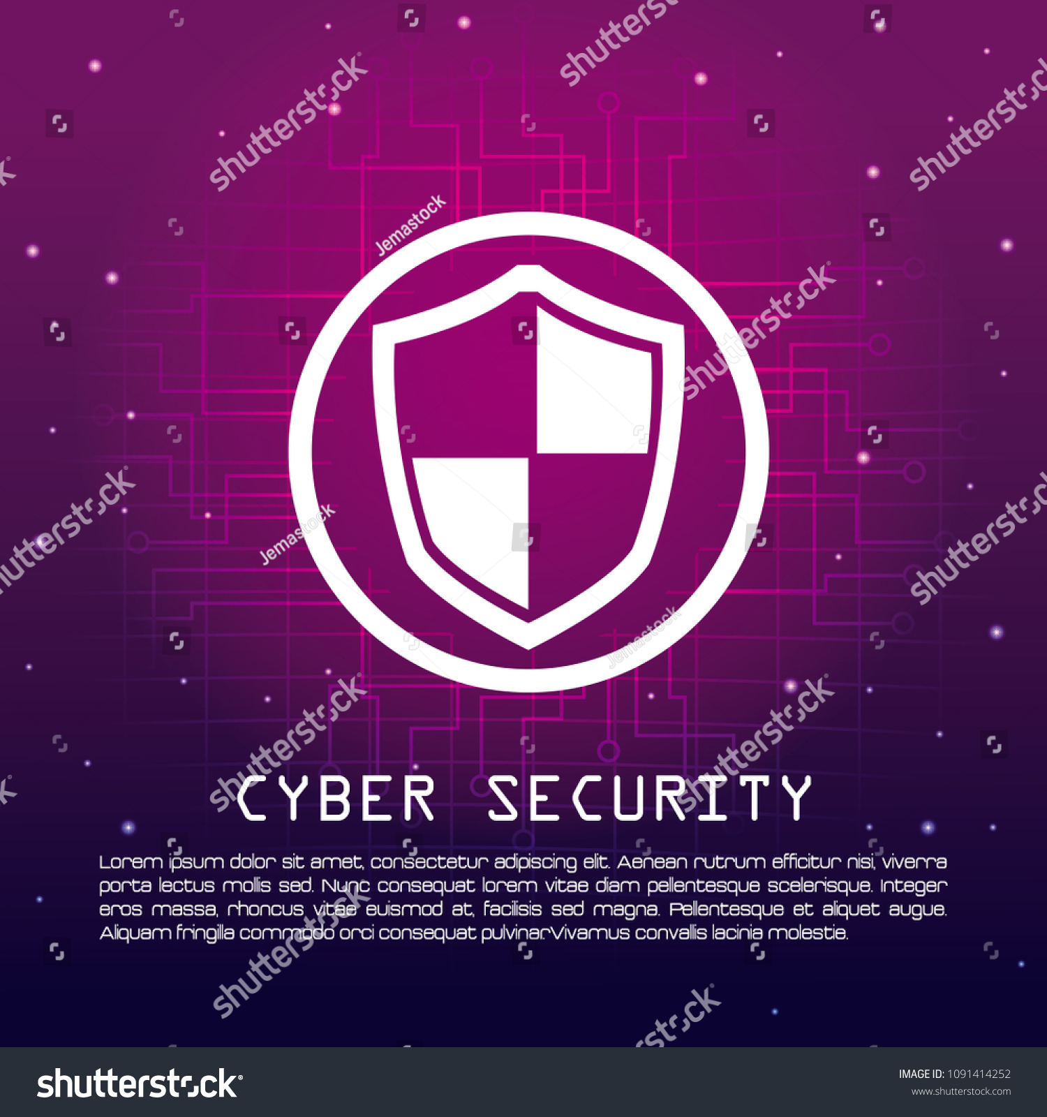 Cyber Security Banner Concept Stock Vector (Royalty Free) 1091414252