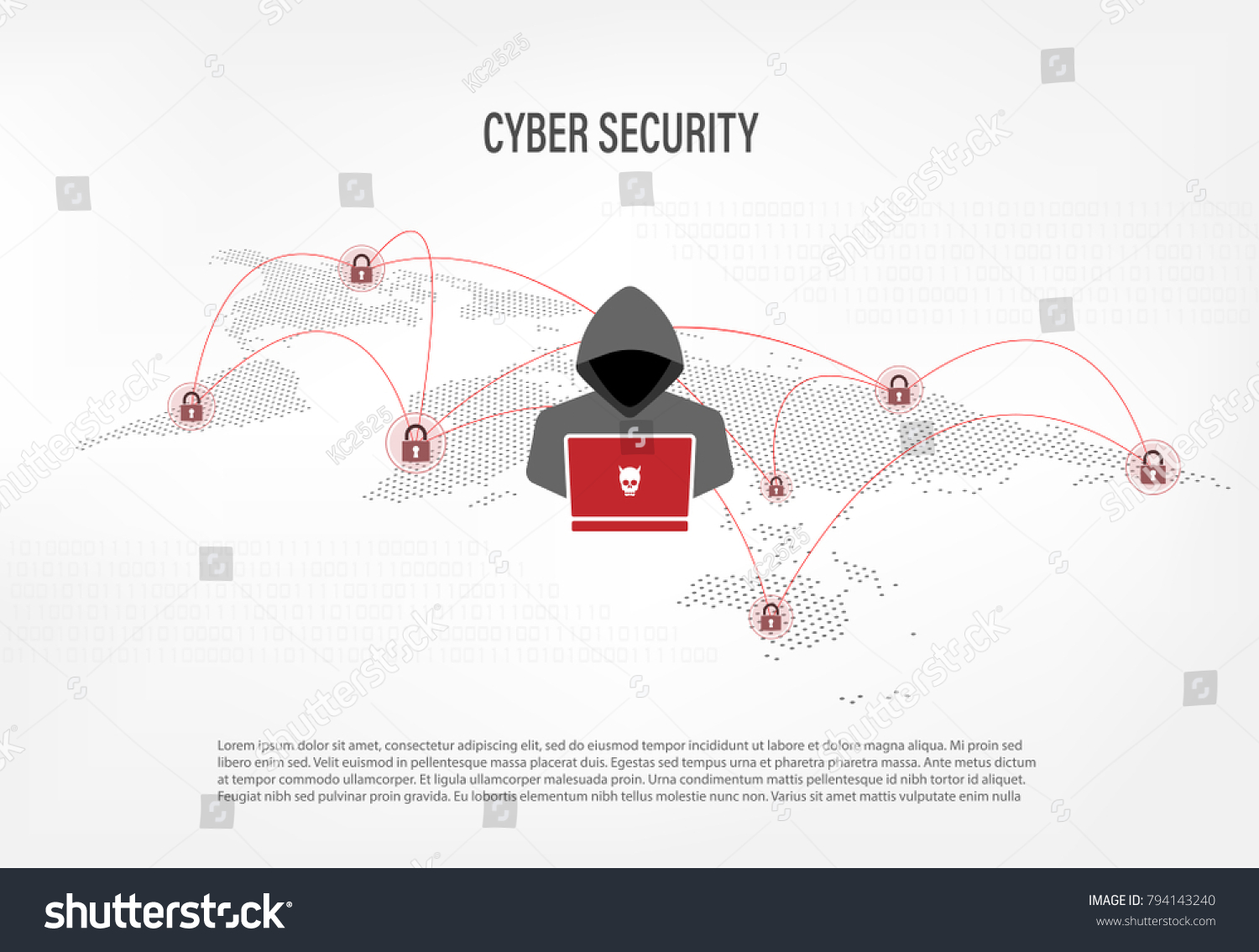 Cyber Security Concept Hacker On World Stock Vector (Royalty Free ...