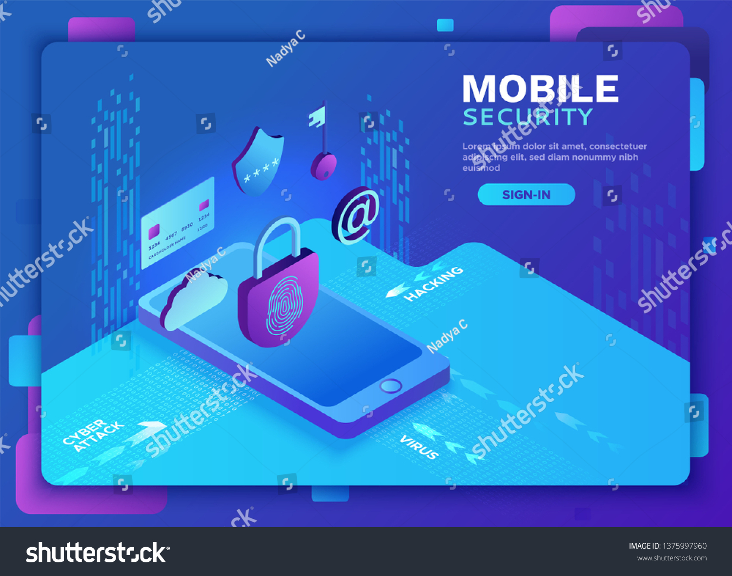 Cyber Security 3d Isometric Vector Illustration Stock Vector (Royalty ...