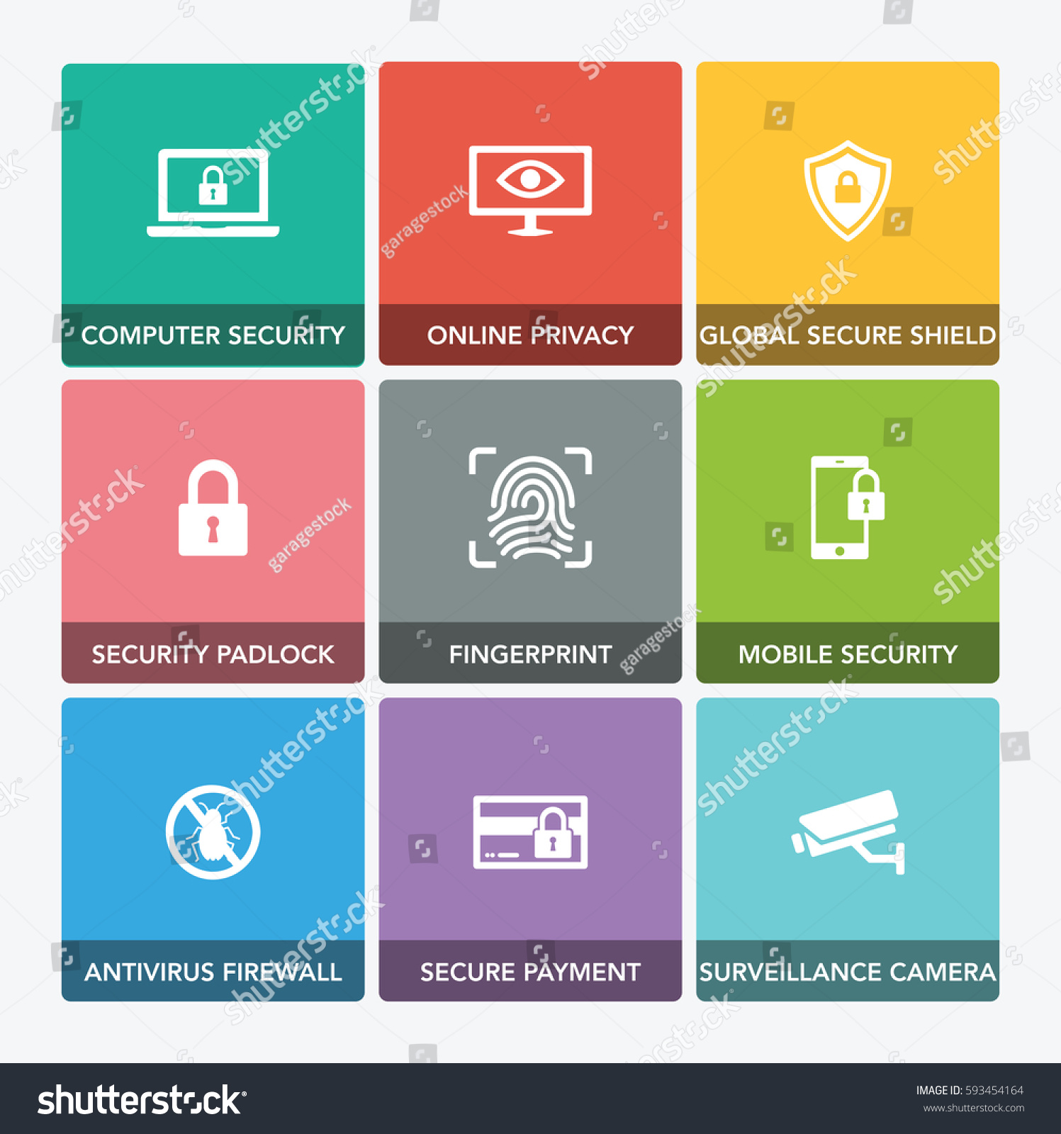 Cyber Security Icon Set Stock Vector (Royalty Free) 593454164 ...