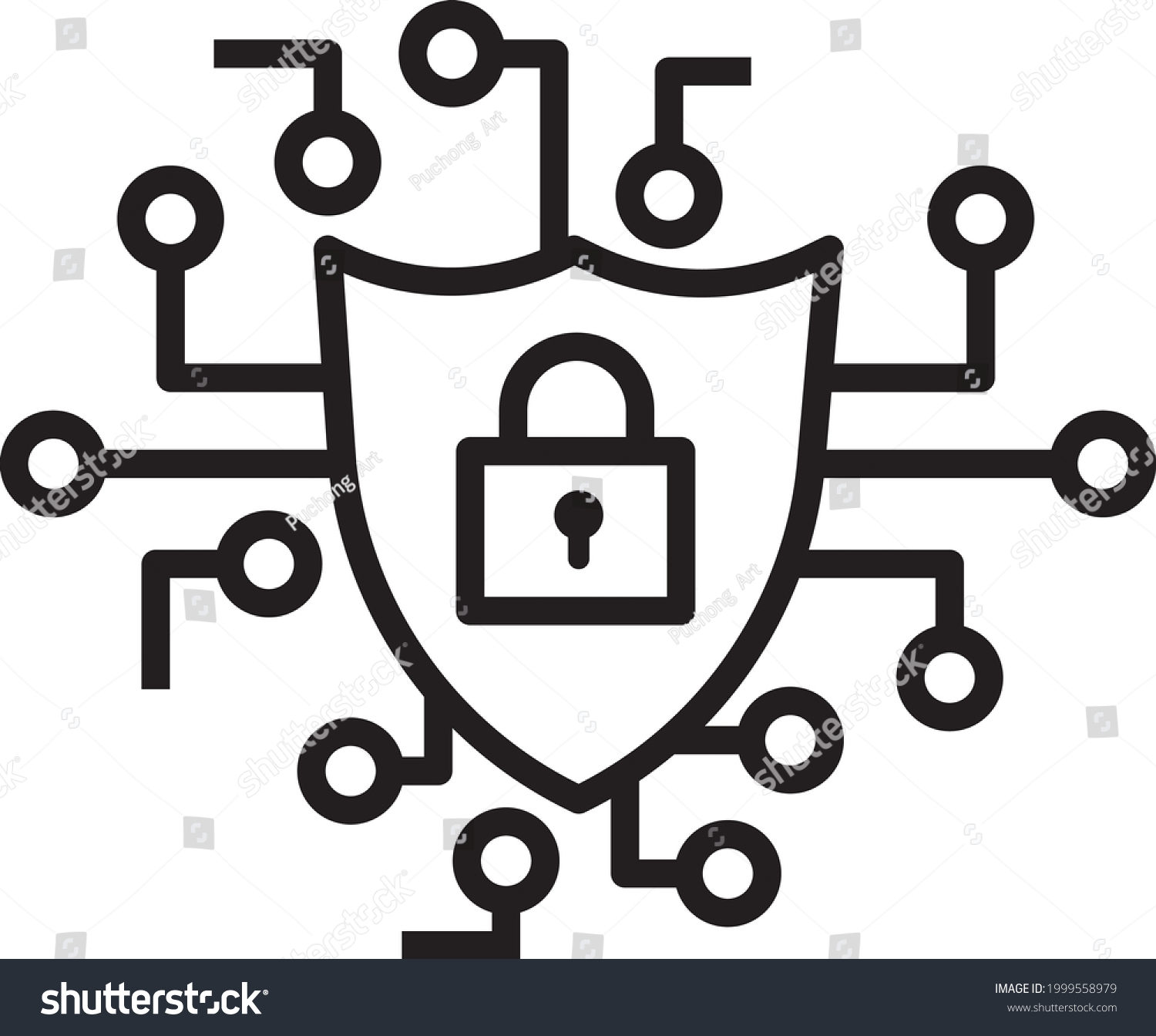 Cyber Security Icon Vector Artificial Intelligence Stock Vector ...