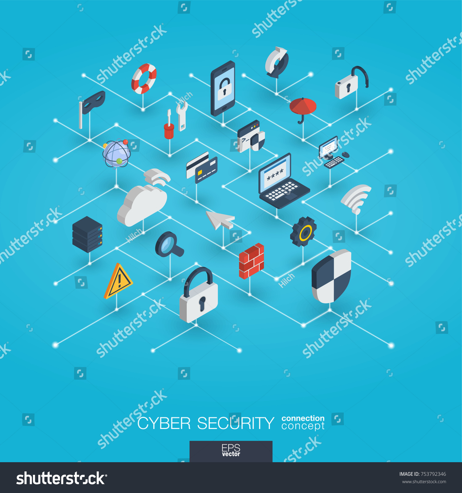 Cyber Security Integrated 3d Web Icons Stock Vector (Royalty Free ...