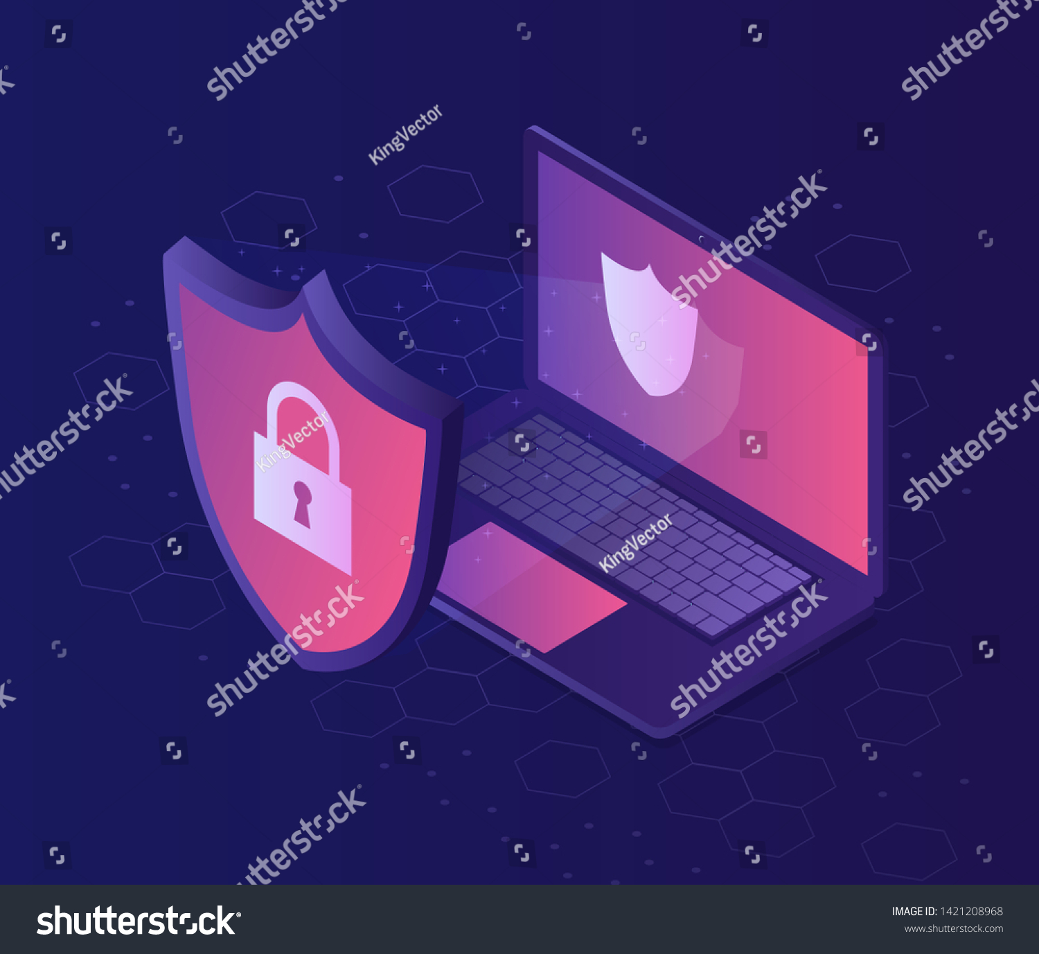 Cyber Security Isometric Vector Illustration Data: vector de stock ...