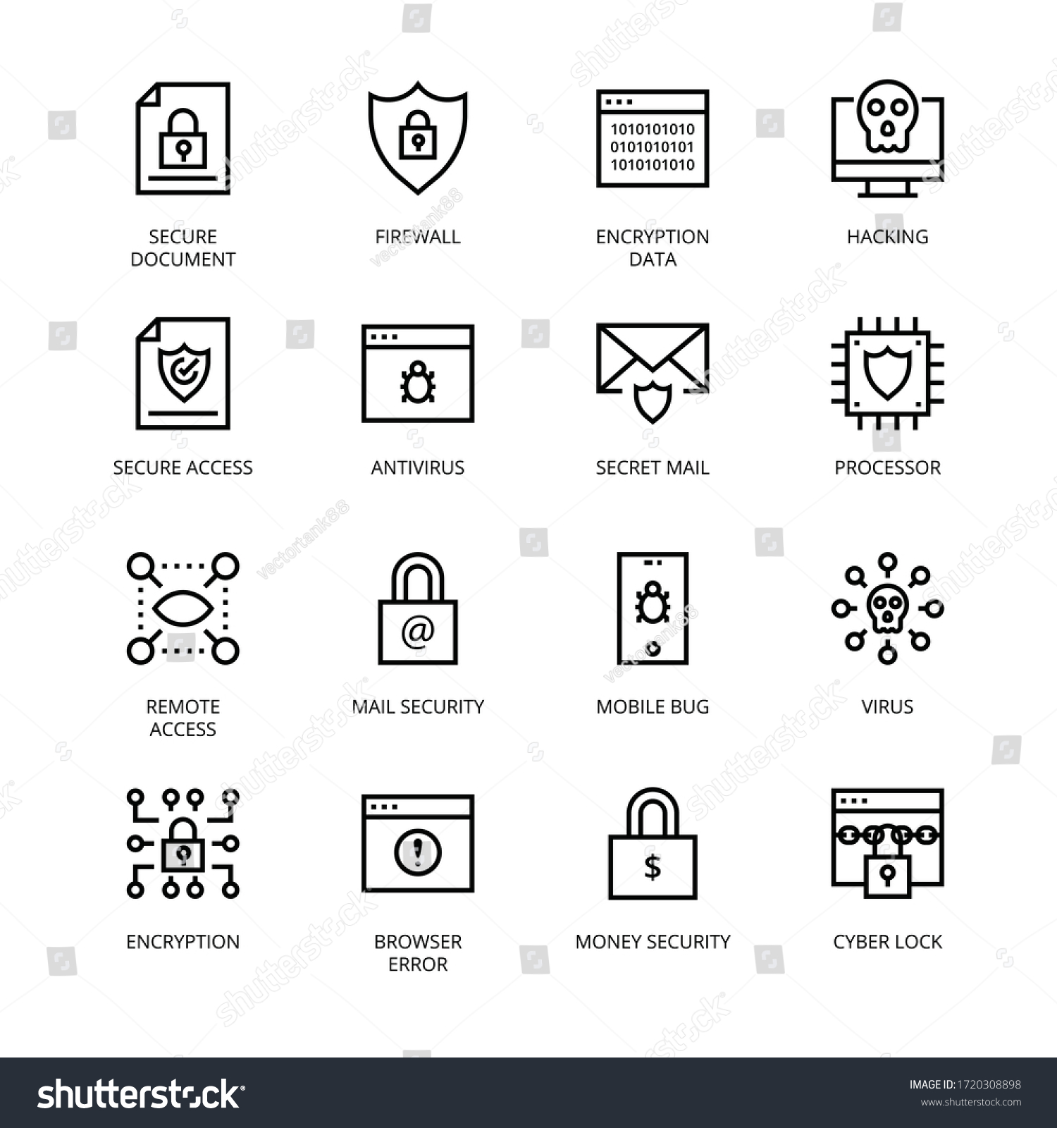 Cyber Security Outline Icons Stroke Vector: Vector có sẵn (miễn phí bản ...