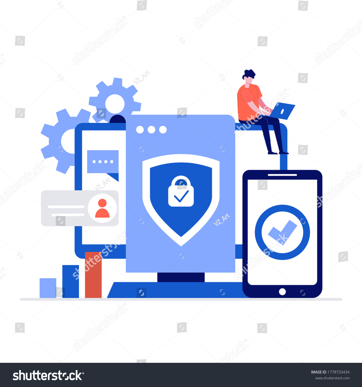 Cyber Security Vector Illustration Concept Characters Stock Vector (Royalty Free) 1778733434 ...