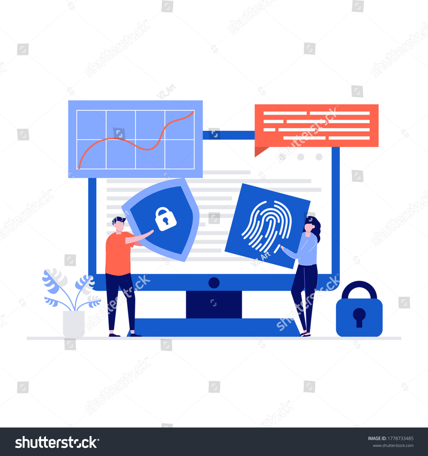 Cyber Security Vector Illustration Concept Characters Stock Vector (Royalty Free) 1778733485