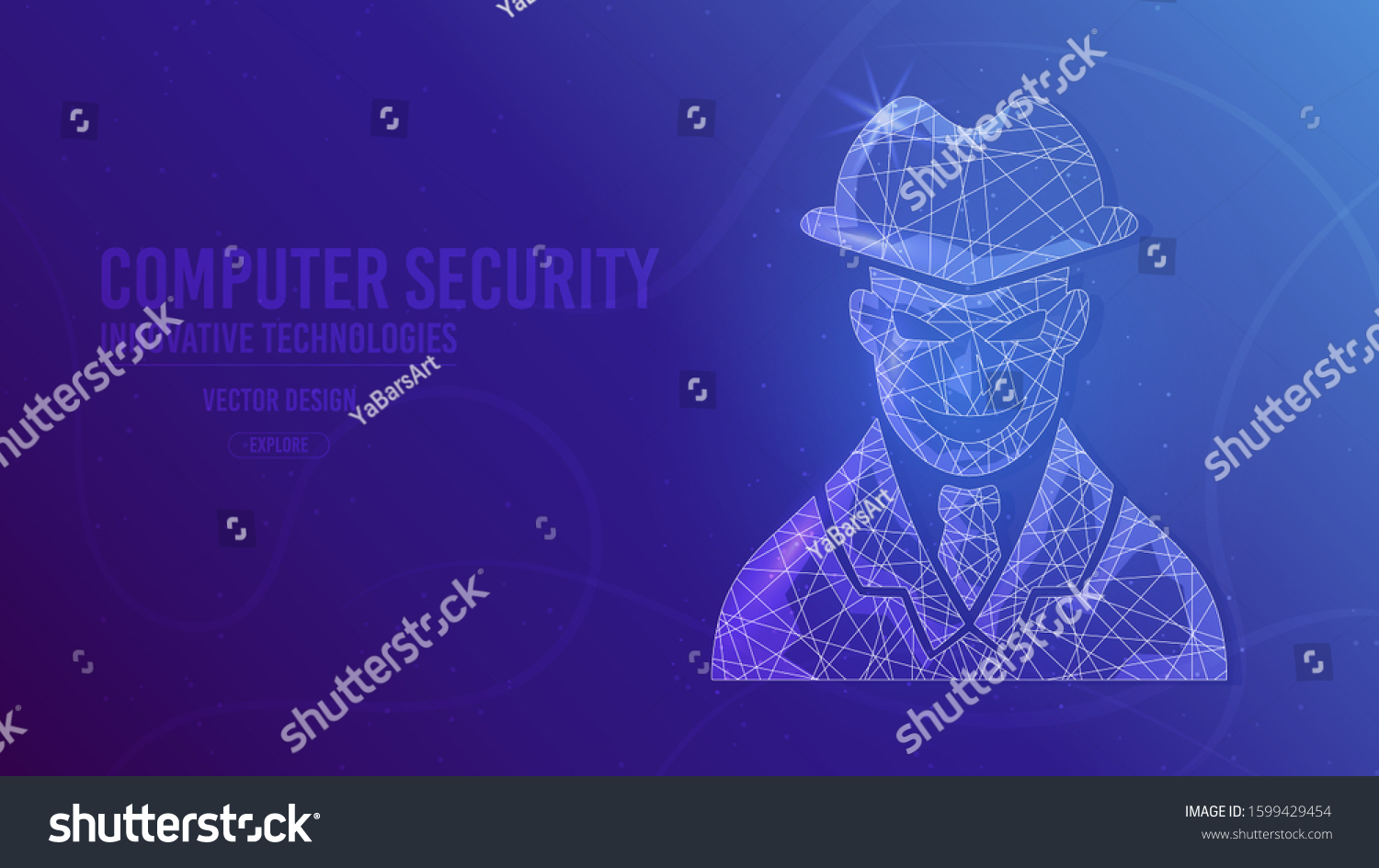 Cyber Thief Anonymous Hacker Geometric Lines 스톡 벡터(로열티 프리) 1599429454 ...