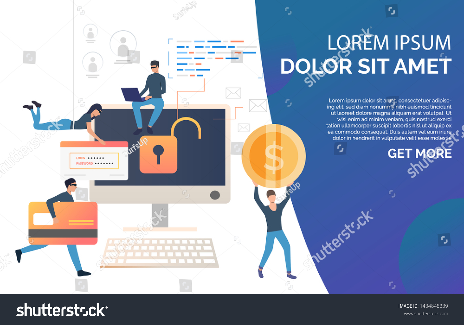 Cyber Thieves Presentation Slide Template Hackers 库存矢量图（免版税）1434848339 ...