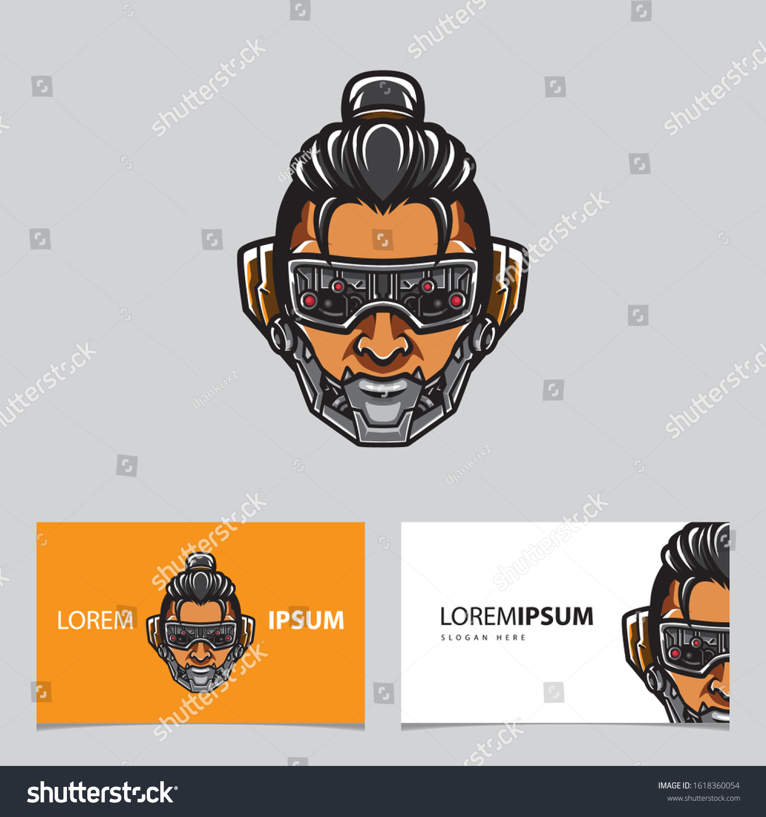 Cyberpunk Head Logo Humanoid Robot Vector Stock Vector (Royalty Free ...