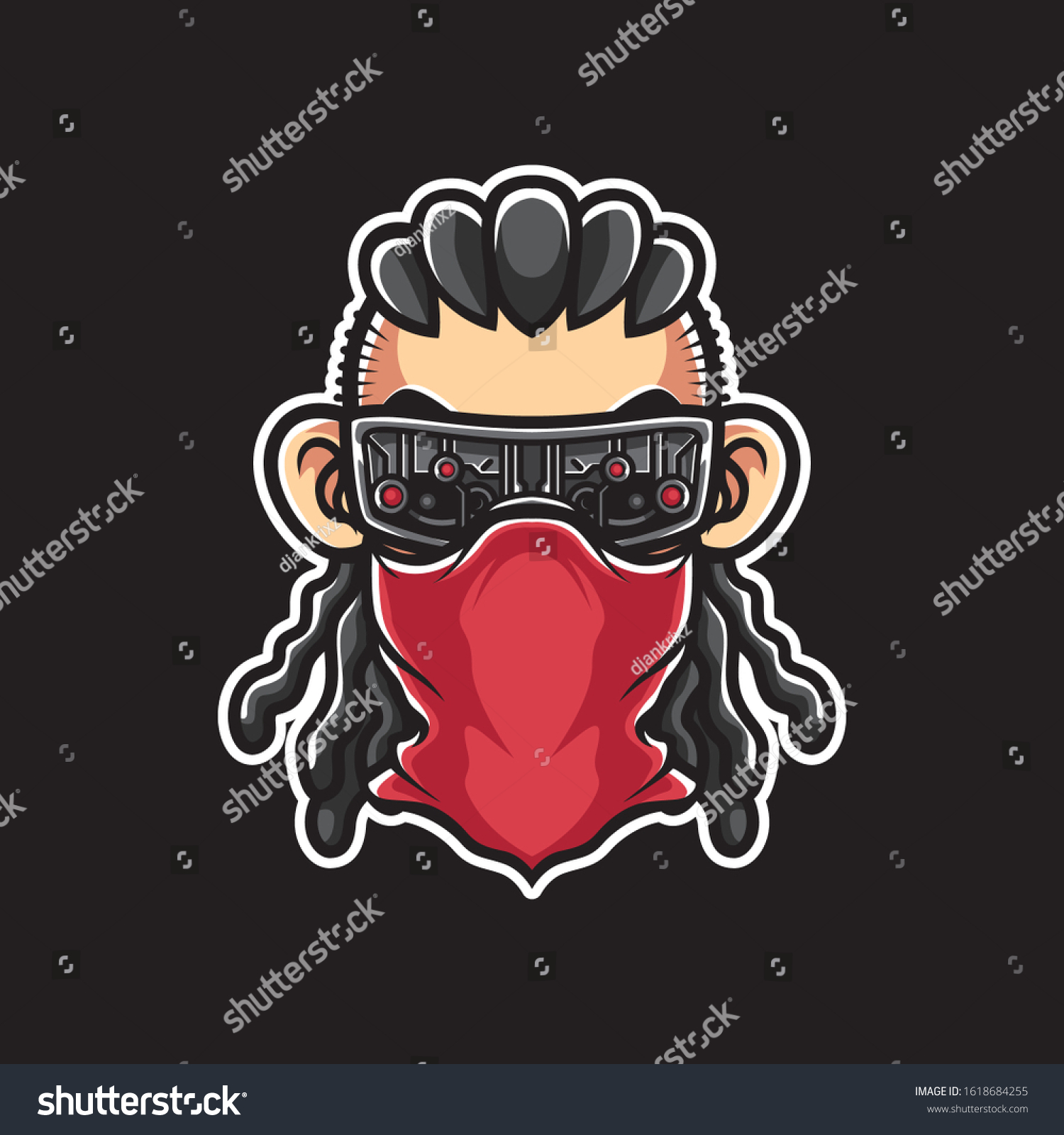 Cyberpunk Mascot Head Vector Logo Stock Vector (Royalty Free ...
