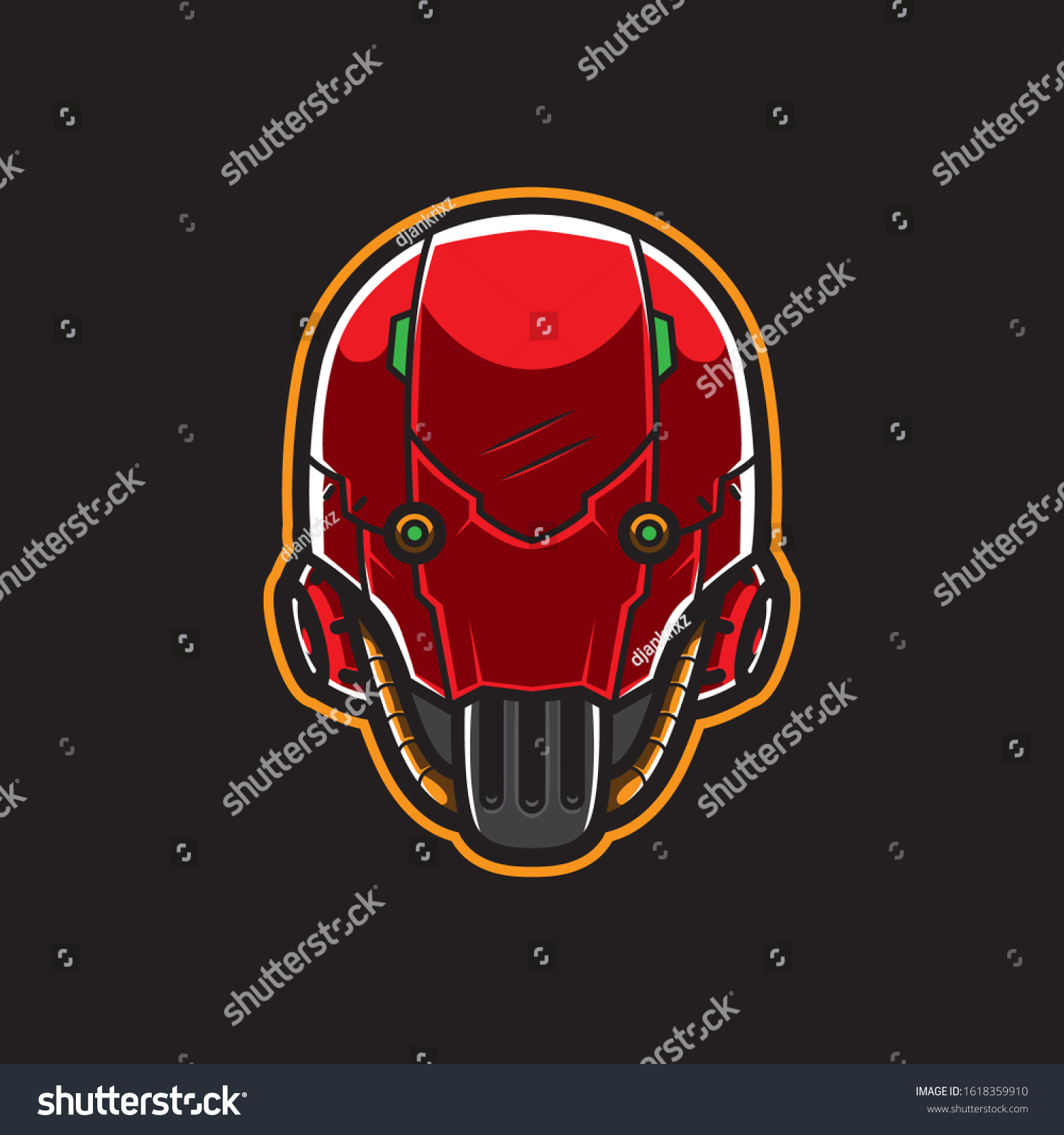 Cyberpunk Robot Head Logo Vector Template Stock Vector (Royalty Free ...