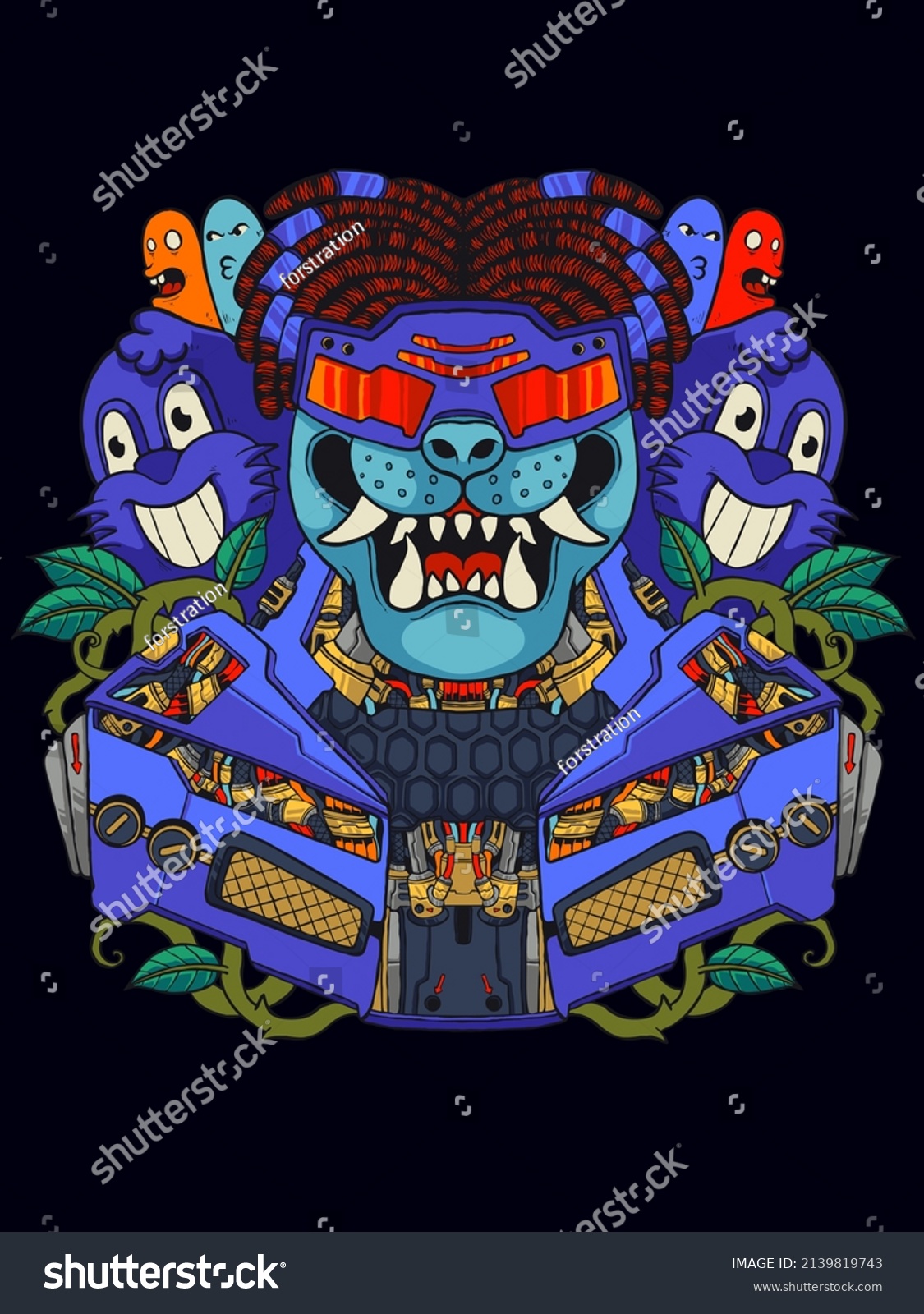 Cyborg Animals Vector Print Illustration Stock Vector (Royalty Free ...