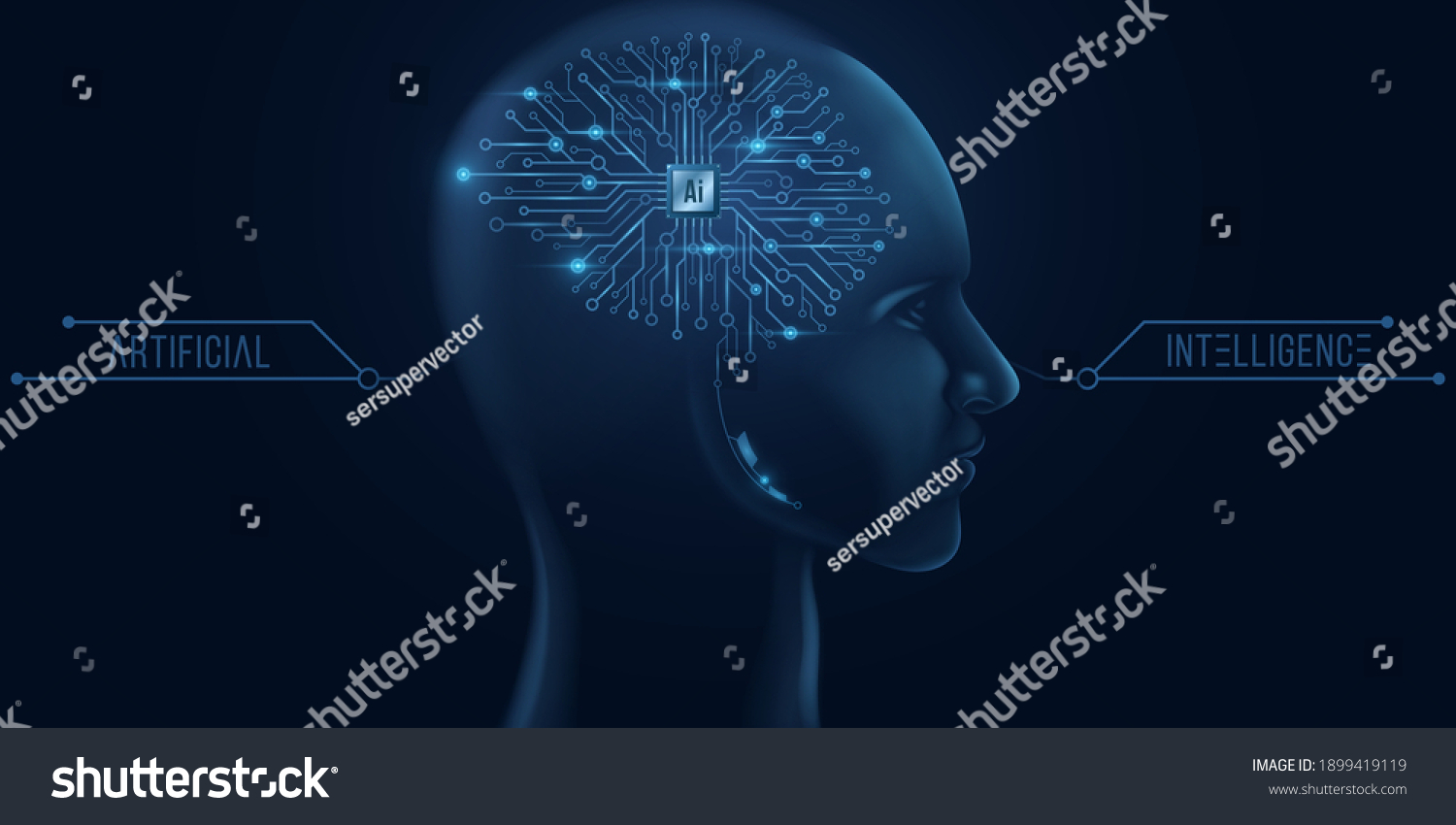 Cyborg Face Technological Brain Computer Processor: Vector có sẵn (miễn ...