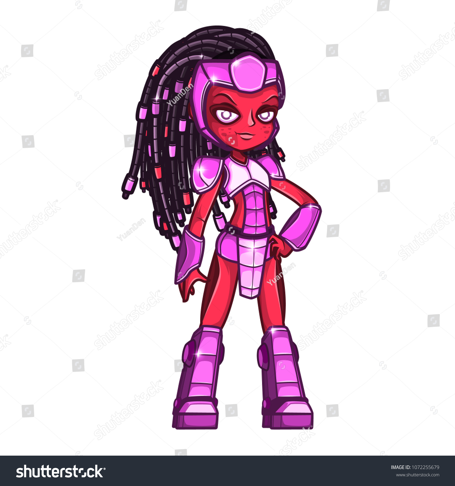 Cyborg Girl Dreadlocks Stock Vector (Royalty Free) 1072255679