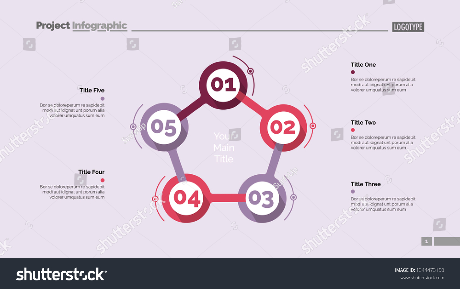 Cycle Flowchart Five Elements Step Diagram Stock Vector (Royalty Free ...