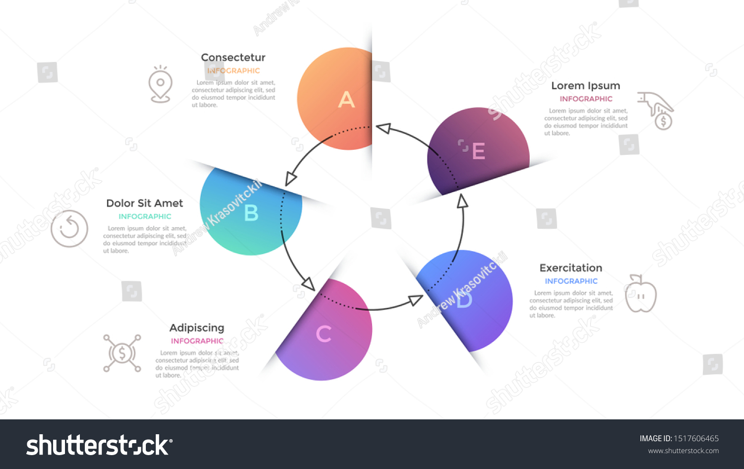 Cyclic Graph 5 Circular Gradient Colored Stock Vector (Royalty Free ...