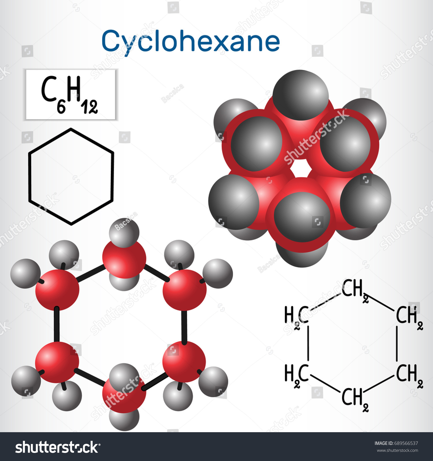 Cyclohexane Molecule Structural Chemical Formula Model 스톡 벡터(로열티 프리 ...