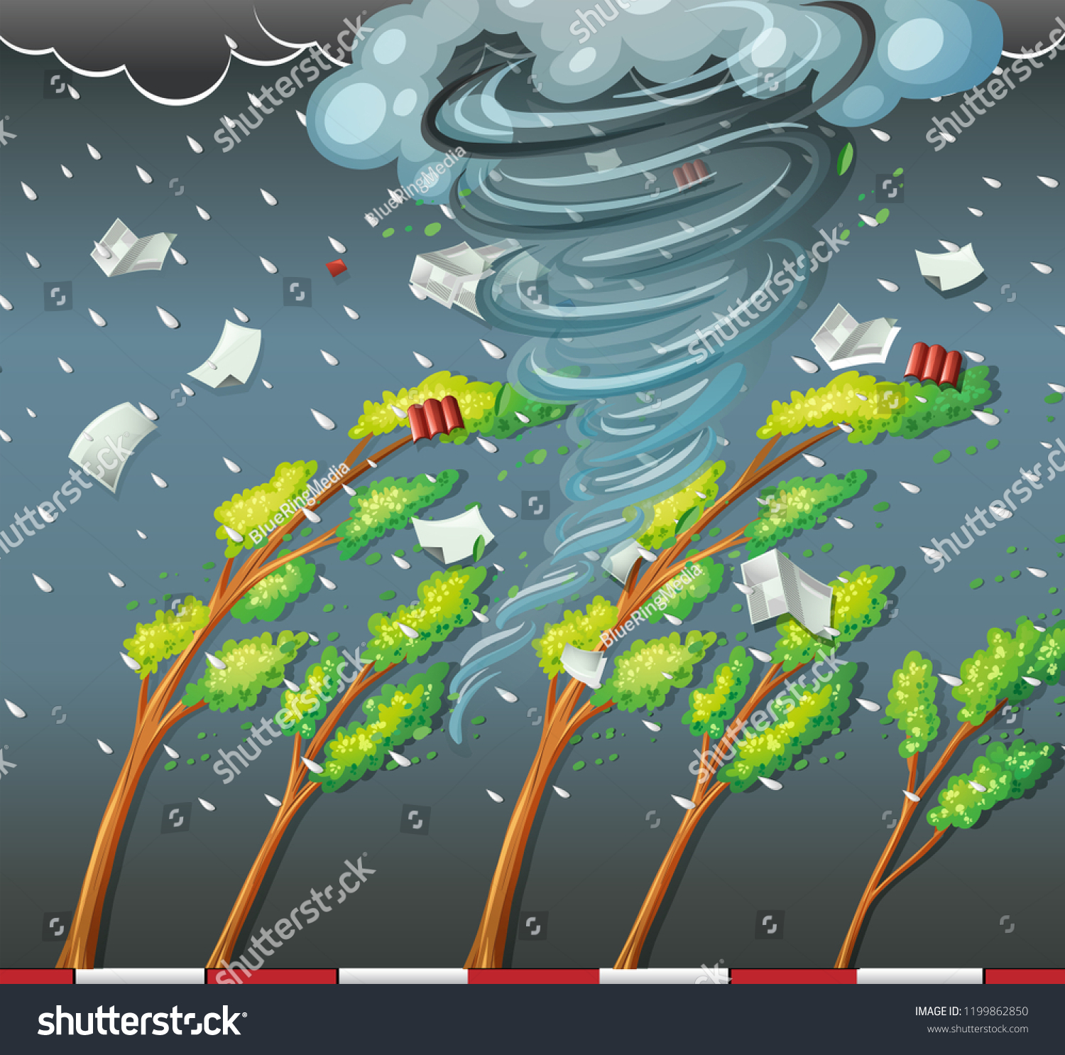 Cyclone Hit Tree Illustration Stock Vector (Royalty Free) 1199862850 ...