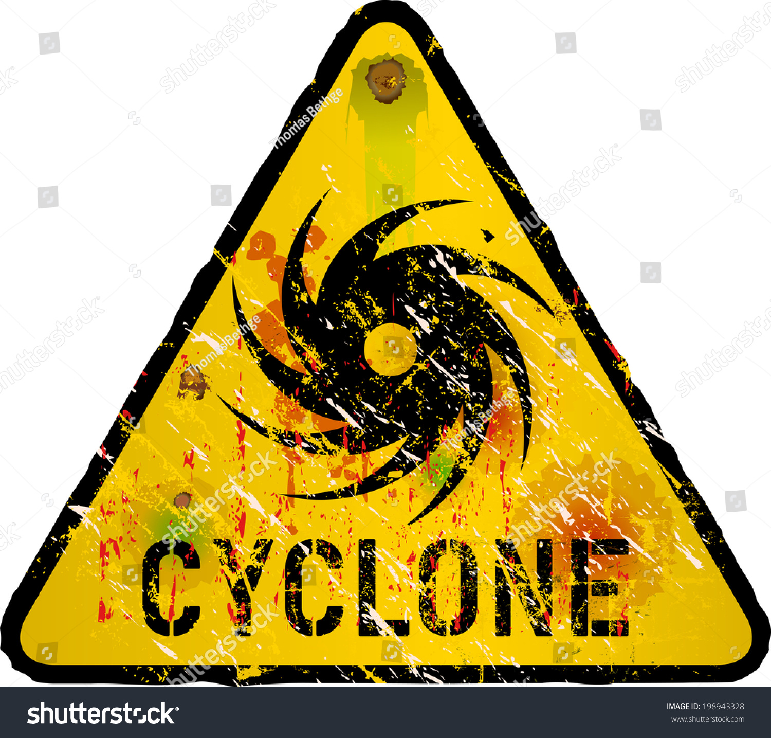 Cyclone Warning Sign, Heavy Weathered, Vector Eps 10 - 198943328 ...