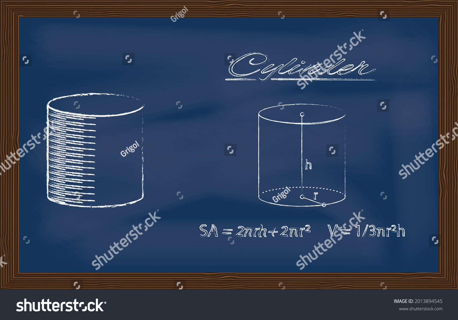 Cylinder Sketch Geometric Figure Formulas Calculating: เวกเตอร์สต็อก ...