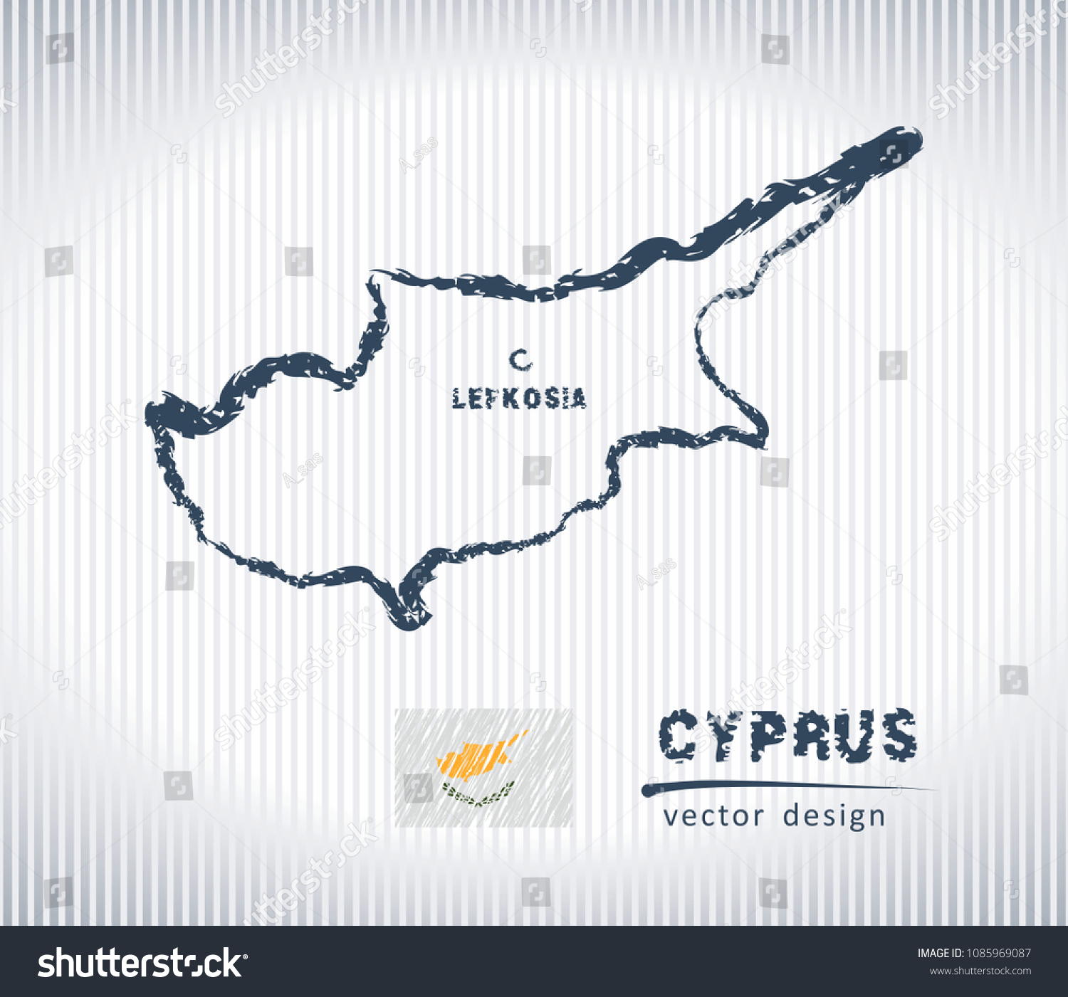 Cyprus Vector Chalk Drawing Map Isolated Stock Vector (Royalty Free ...